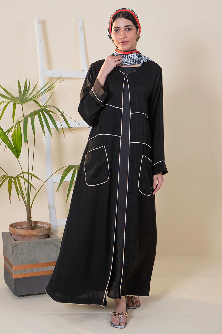 Black Open Front Abaya | Shop Premium Everyday Abayas Online – MUMTAZ
