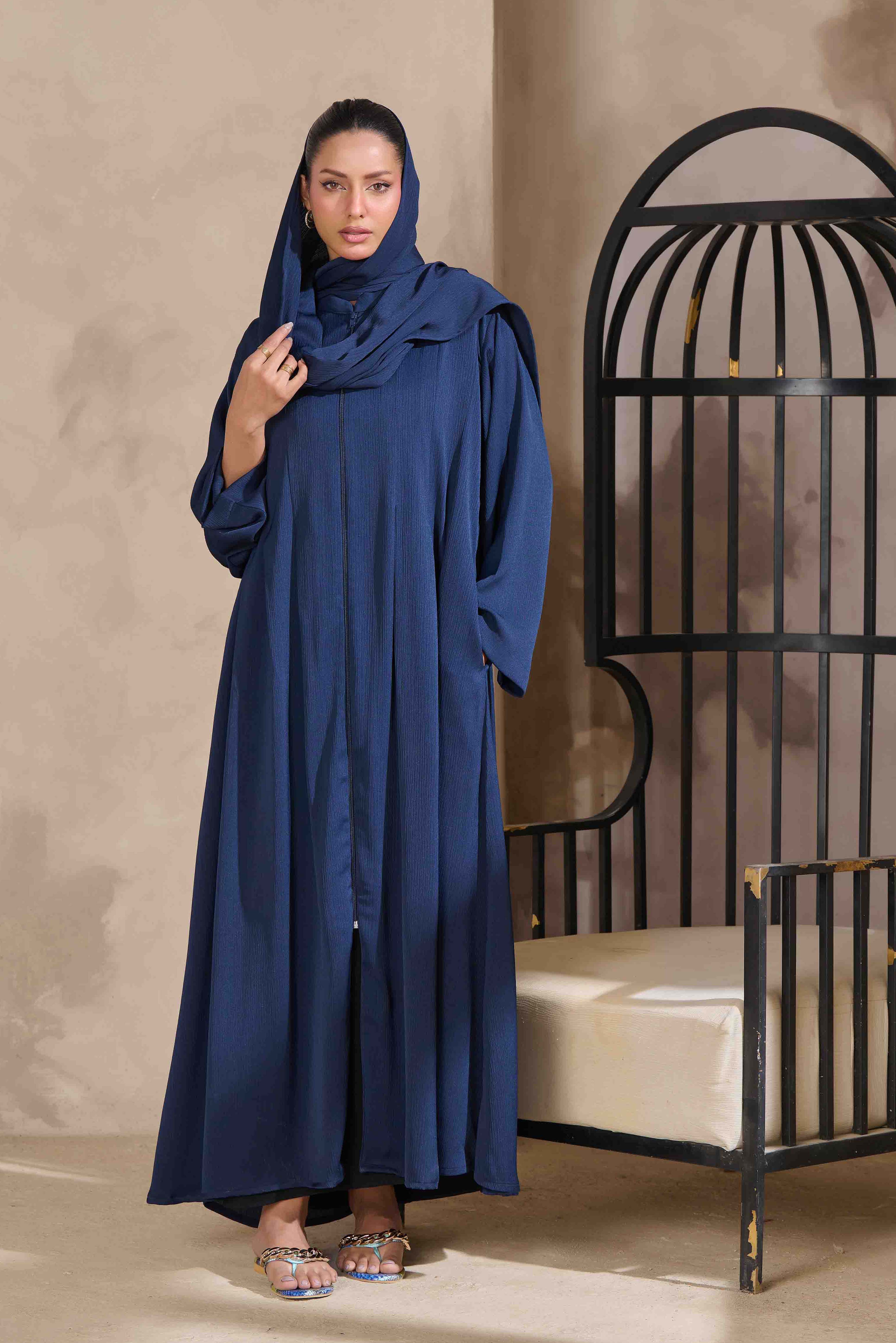 Navy Zip-Up Abaya Set | Shop Modern & Stylish Abayas Online – MUMTAZ